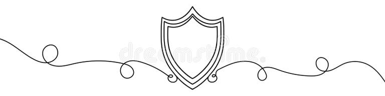 Continuous Linear Drawing of Shield. One Line Drawing Shield. Shield in ...