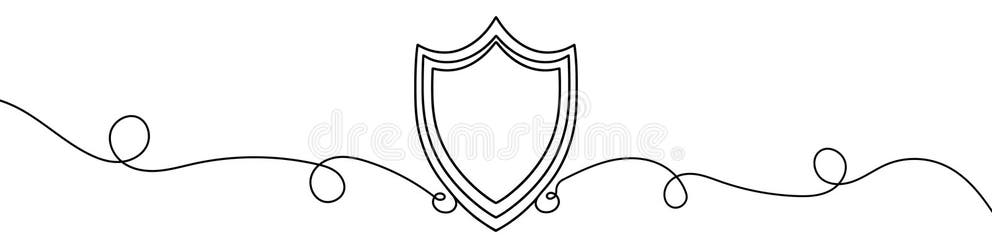 Continuous Linear Drawing of Shield. One Line Drawing Shield. Shield in ...