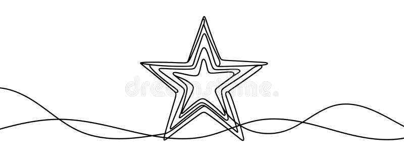 Continuous Linear Drawing of Star. One Line Drawing Star Stock ...