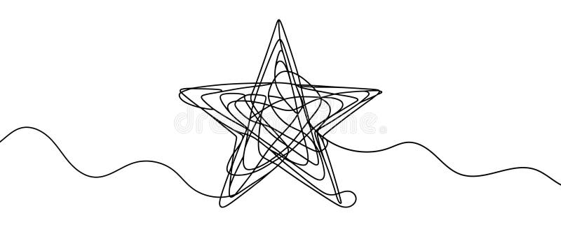 Continuous Linear Drawing of Star. One Line Drawing Star Stock Vector ...