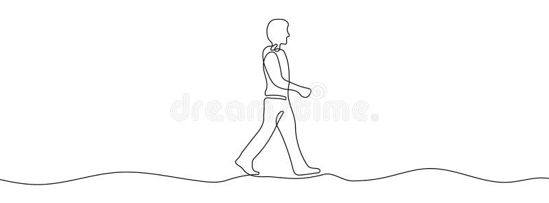 Continuous Linear Drawing of Walking Person. Vector Illustration Stock ...