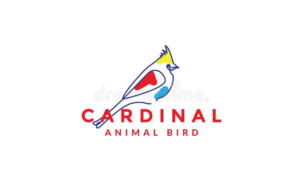 Continuous Lines Colorful Cardinal Bird Logo Stock Vector ...