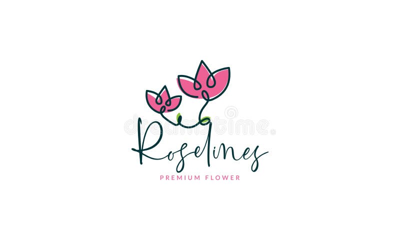 Continuous Lines Flower Rose Abstract Logo Symbol Vector Icon ...