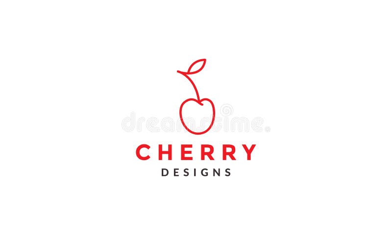 Continuous Lines Fruit Red Cherry Logo Vector Icon Illustration Design ...