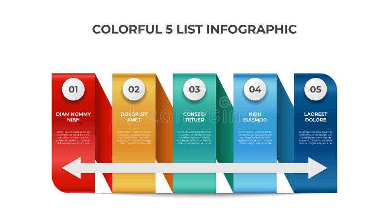 List Diagram with 5 Points, Infographic Element Layout Template Vector ...