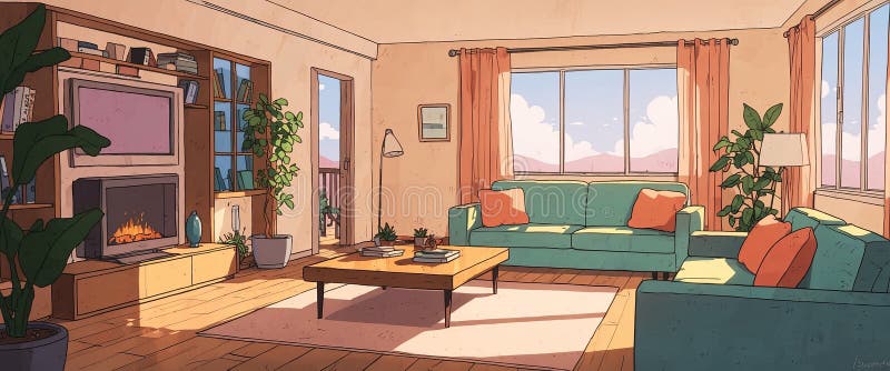 Continuous Loop Animation of a Warm and Inviting Lofi Living Room for ...
