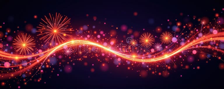 Continuous Loop of Soft Glowing Fireworks in Wave Formation from Left ...