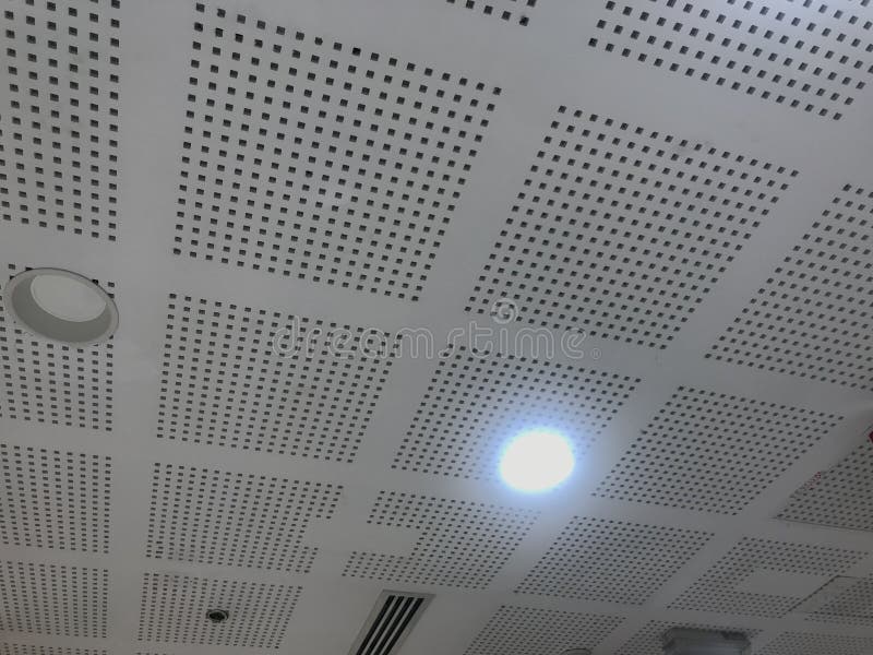 An Continuous Metallic Grid Ceiling Design View or Metallic False ...