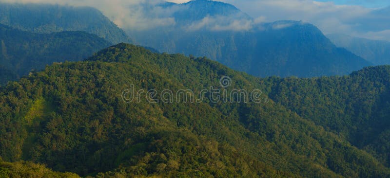 The Continuous Mountains and Basin Covered with Forest and Stock Photo ...