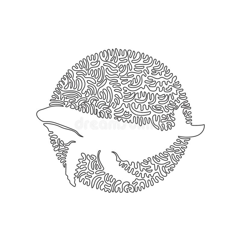Continuous One Line Drawing Illustration of Amazing Whale Abstract Art ...