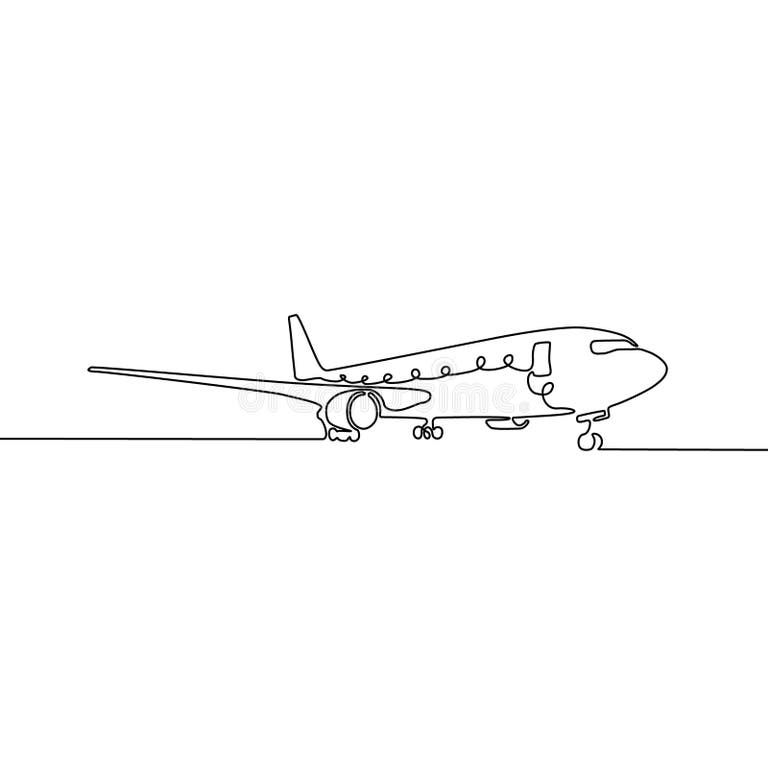 Continuous One Line Airplane, Vector Illustration Stock Vector ...
