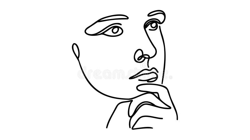 Woman Thinking Continuous Line Drawing Stock Illustrations – 499 Woman ...