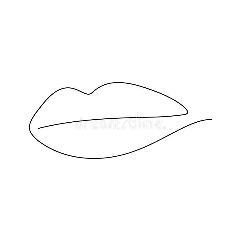 Continuous One Line Art Female Lips Icon. Vector Illustration Stock ...