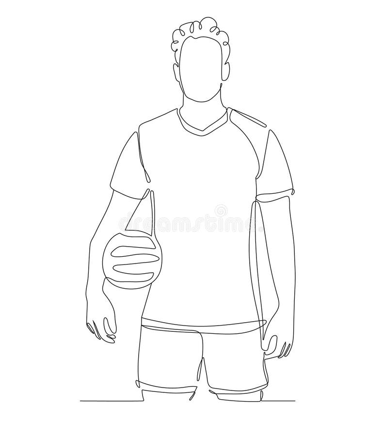Continuous One Line Art of a Foot Ball Player. Stock Illustration ...
