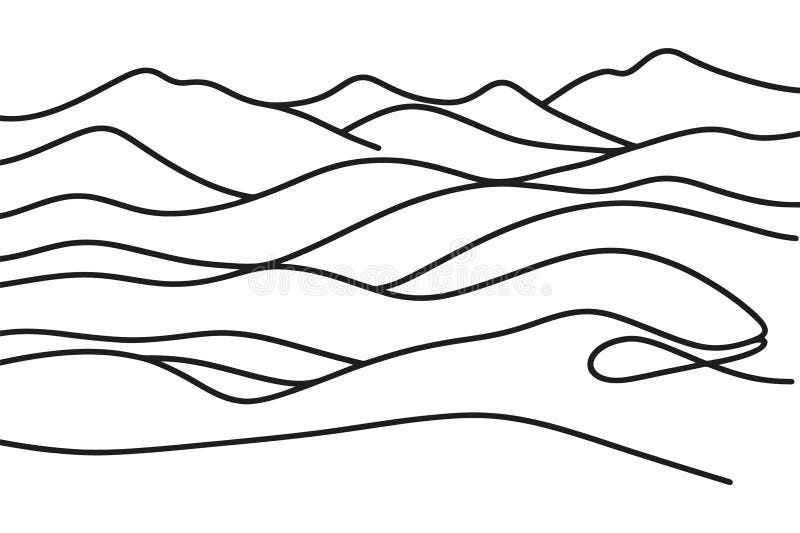 Continuous One Line Art Hand Drawn Pro Vector Minimalist Mountain ...
