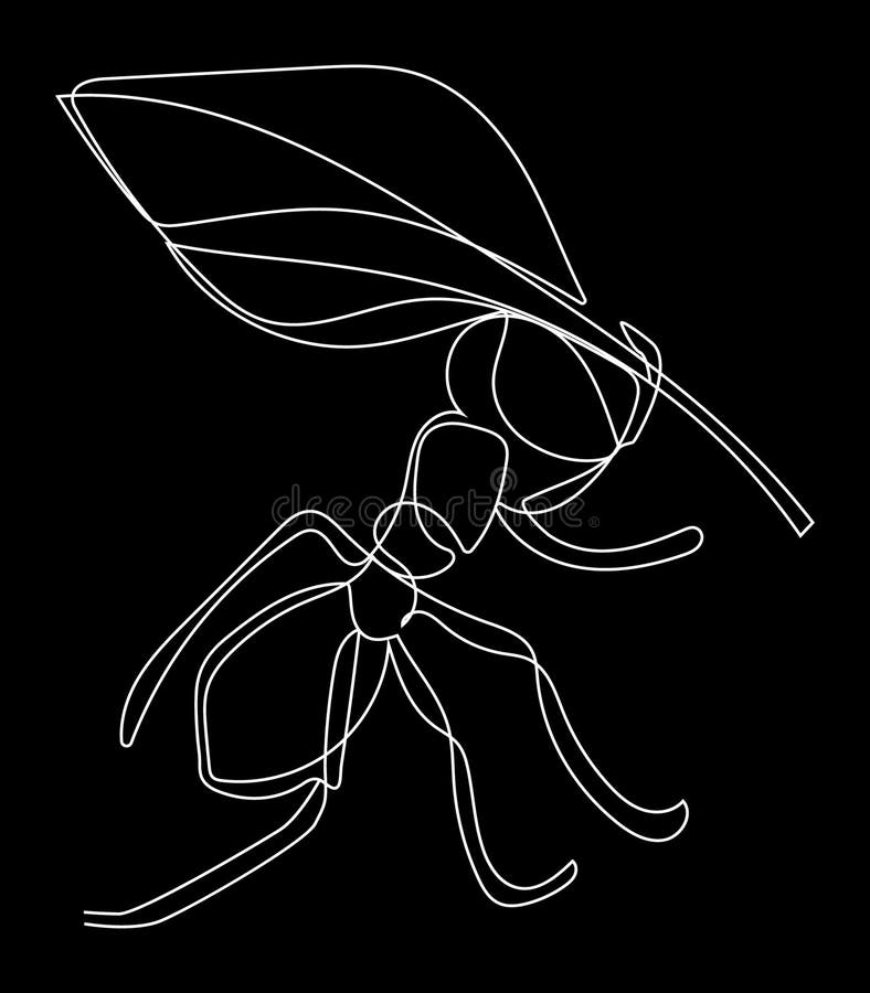 Continuous One Line Art of a Labour Day, a Beautiful Ant. Stock Vector ...