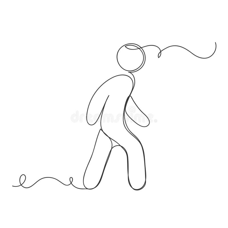 Continuous One Line Art Man Walk Icon Isolated Vector Illustration ...
