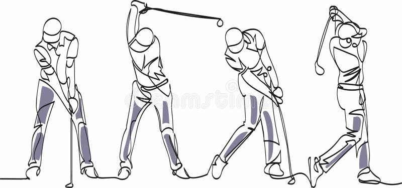 Continuous One Line Art Perfect Golf Swing in Motion Stock Vector ...