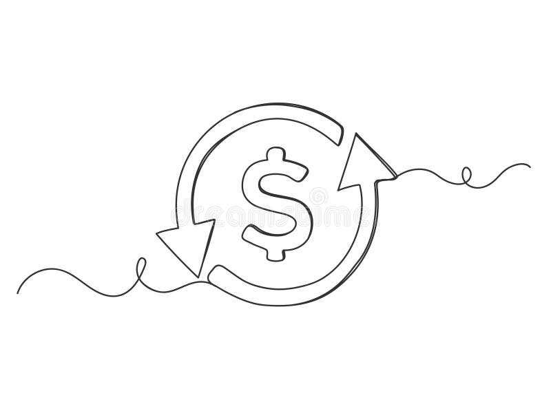 Continuous One Line Art Shape Currency Exchange Isolated Stock Vector ...