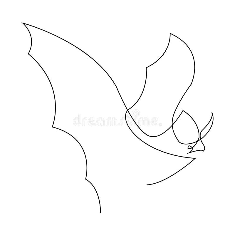 Bat One Line Drawing Stock Illustrations – 266 Bat One Line Drawing ...