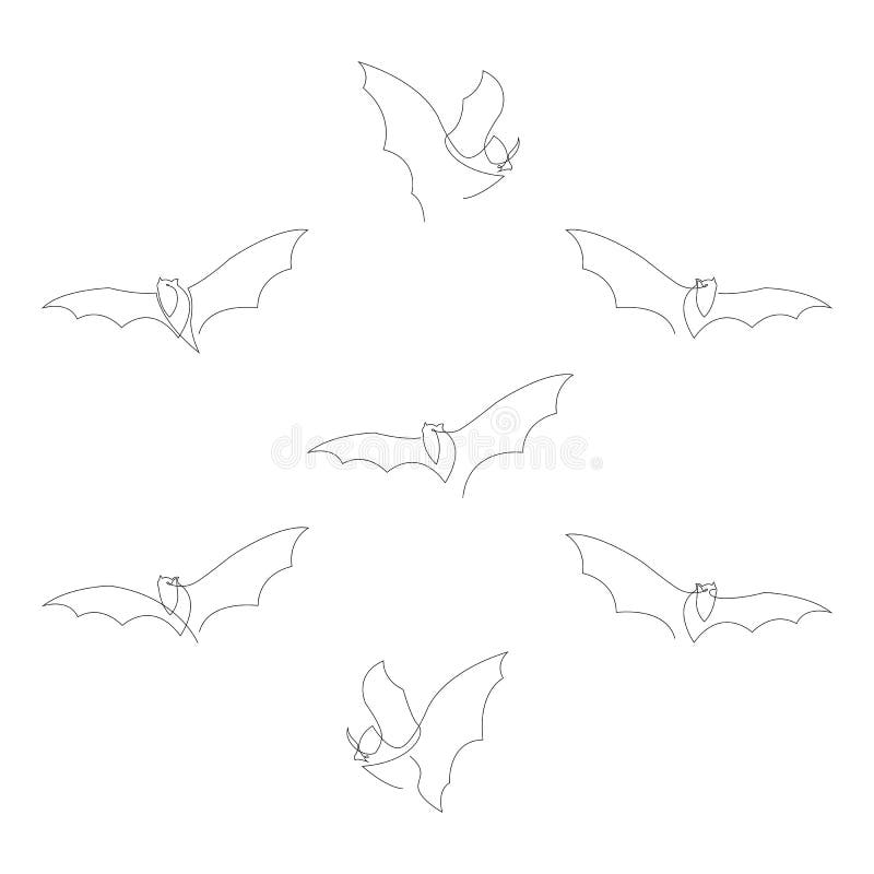 Bat One Line Drawing Stock Illustrations – 266 Bat One Line Drawing ...