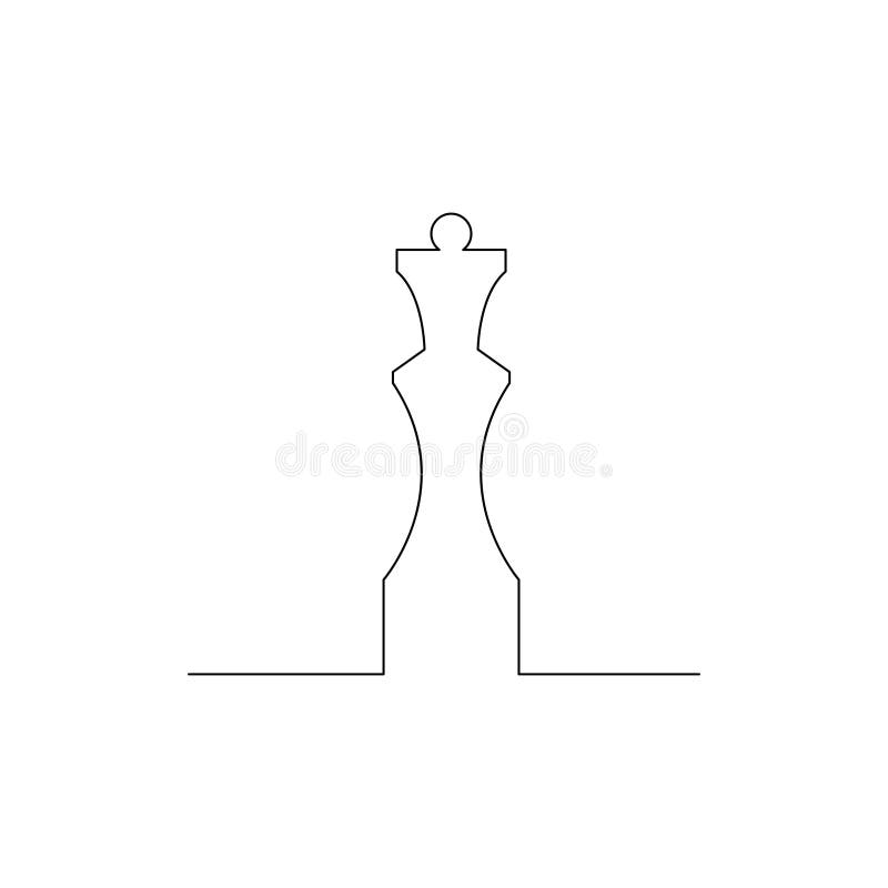 Continuous One Line Chess Piece Or Chessman, Queen. Vector Illustration ...