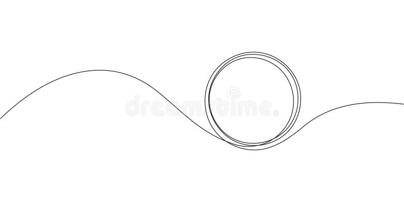 Continuous One Line Circle Icon Stroke Stretch Single Shape Vector Zen ...