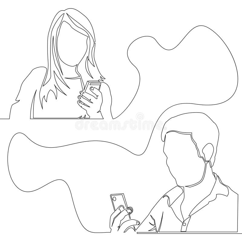 Continuous One Line Concept Man and Woman Chatting Stock Vector ...
