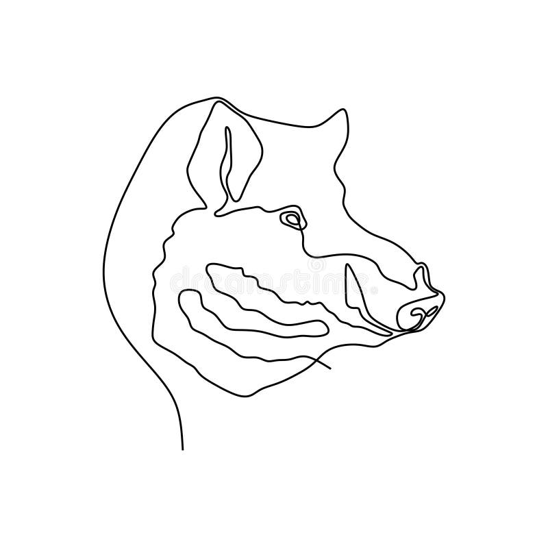 Continuous One Line of Cute Pig Head Stock Vector - Illustration of ...