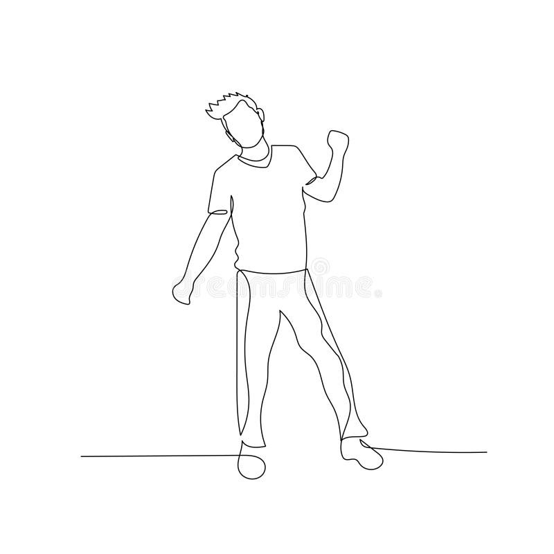 Continuous One Line Dancing Man with Fancy Hairstyle. Vector ...
