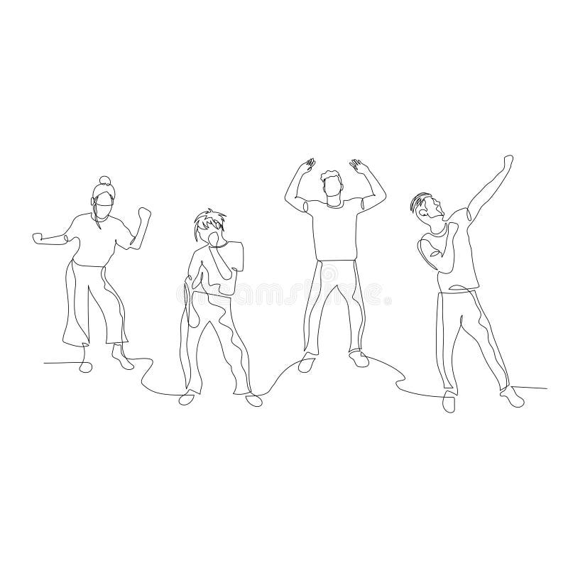 People Dancing One Line Drawings Stock Illustrations – 8 People Dancing ...