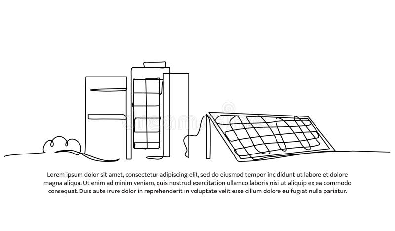 Continuous One Line Design of Energy Storage in Solar Panel. Minimalist ...