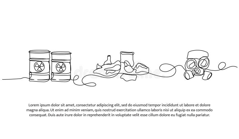 Continuous One Line Design of Hazardous Waste. Minimalist Style Vector ...