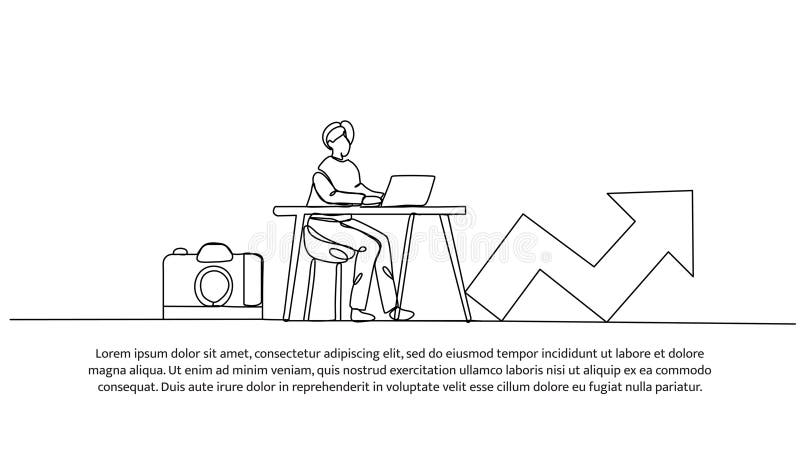 Continuous One Line Design of a Man is Working Stock Vector ...