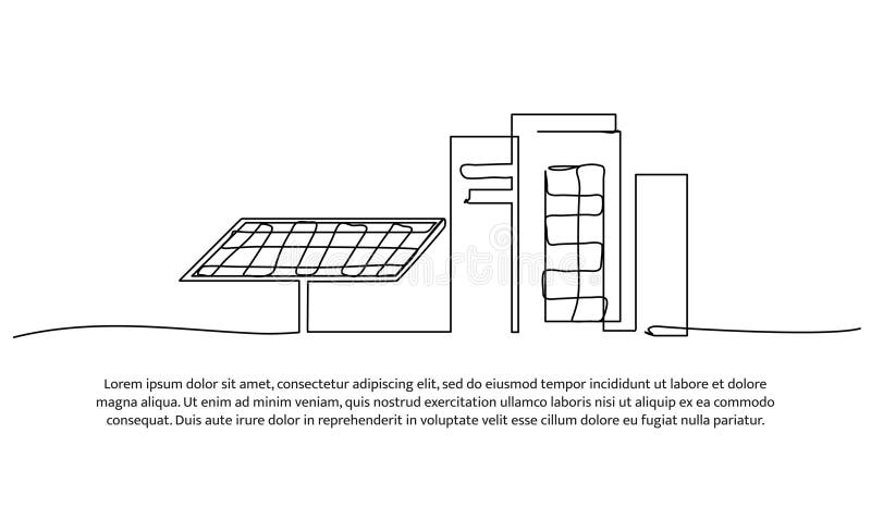 Continuous One Line Design of Solar Panels and Modern Building ...