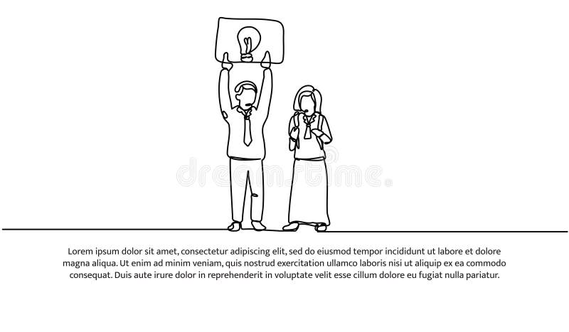 Continuous One Line Design of Students Sharing Ideas Stock Vector ...