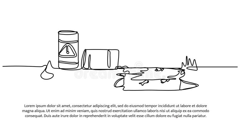 Continuous One Line Design of Toxic Waste Spill. Minimalist Style ...