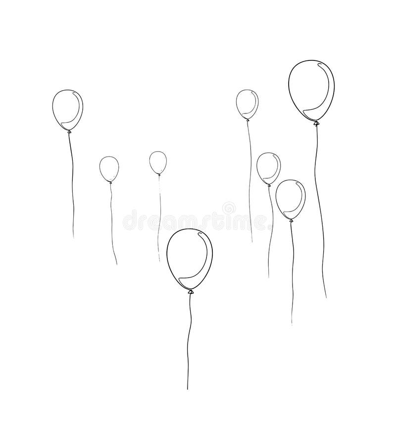 Continuous One Line Drawing. Abstract Air Balloons. Vector Illustration ...