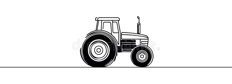 Continuous One Line Drawing of an Agricultural Utility Tractor in ...