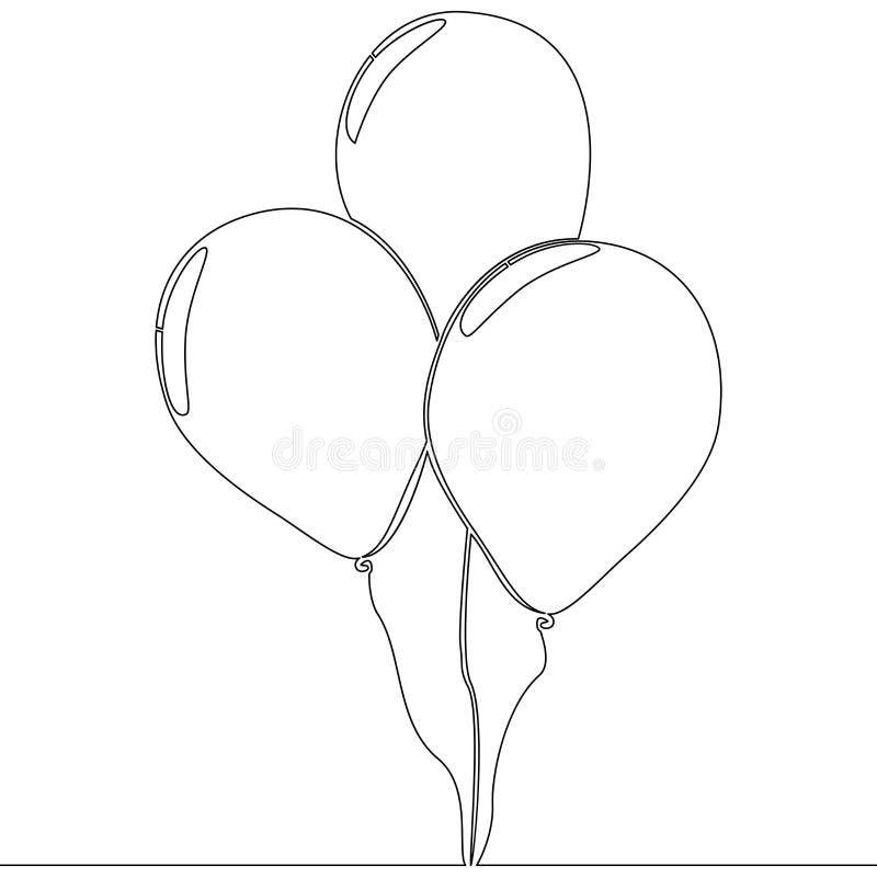 Continuous One Line Drawing Air Balloon Vector Stock Vector ...