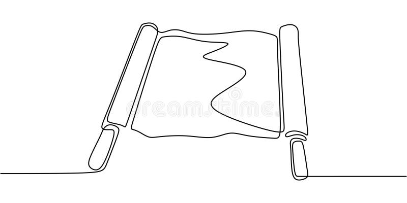 Continuous One Line Drawing of Ancient Scroll. Representing Written ...