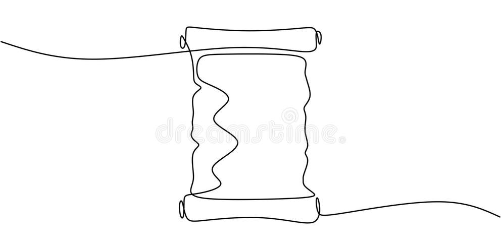 Continuous One Line Drawing of Ancient Scroll. Symbol of Written ...