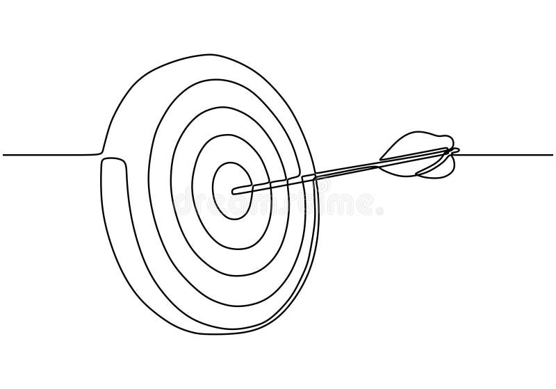Target with Arrow. Goal Achieve Concept. Vector One Continuous Line ...