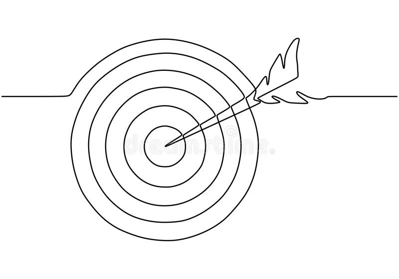 Target with Arrow. Goal Achieve Concept. Vector One Continuous Line ...