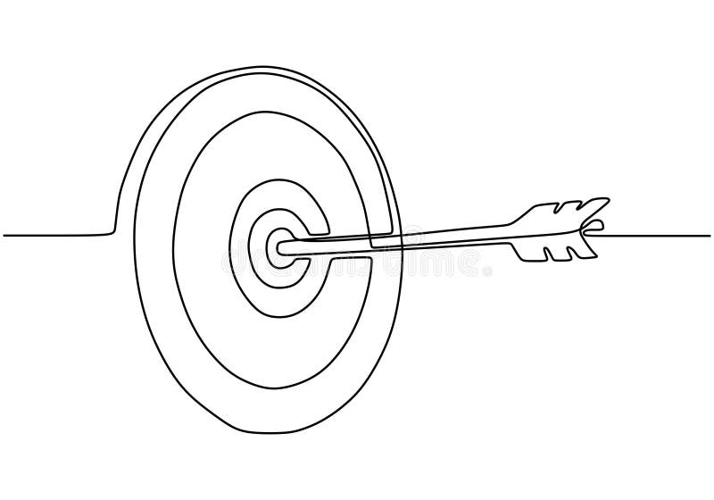 Target with Arrow. Goal Achieve Concept. Vector One Continuous Line ...