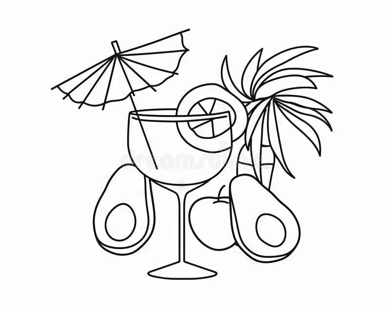 This is a Continuous One Line Drawing of Avocado Juice. this is a ...