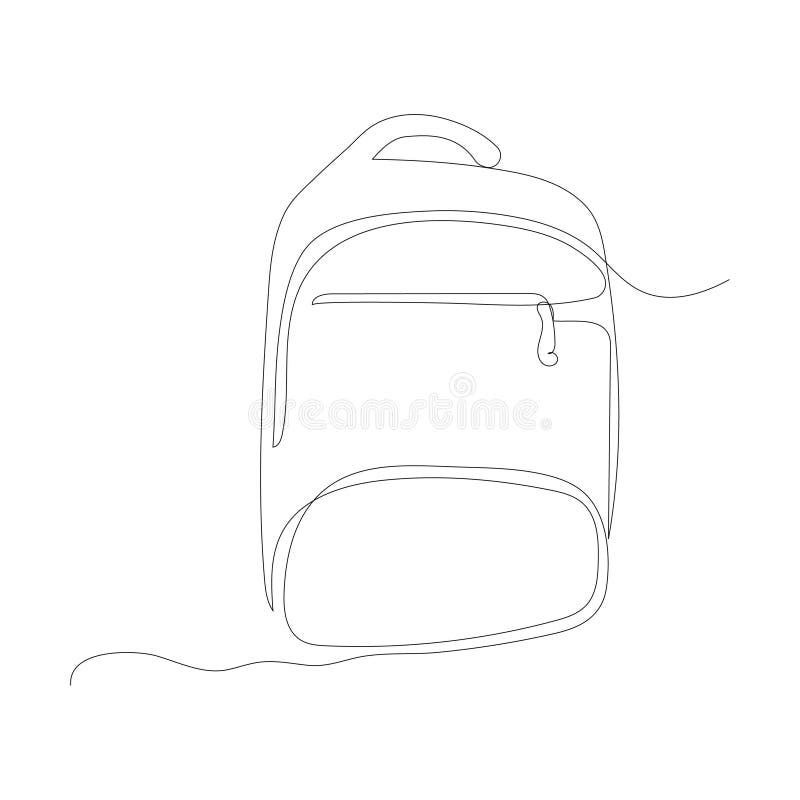 Continuous One Line Drawing of Backpack for Student. Stock Vector ...