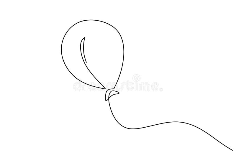 Continuous One Line Drawing Balloon. Simple Holiday Object Element ...
