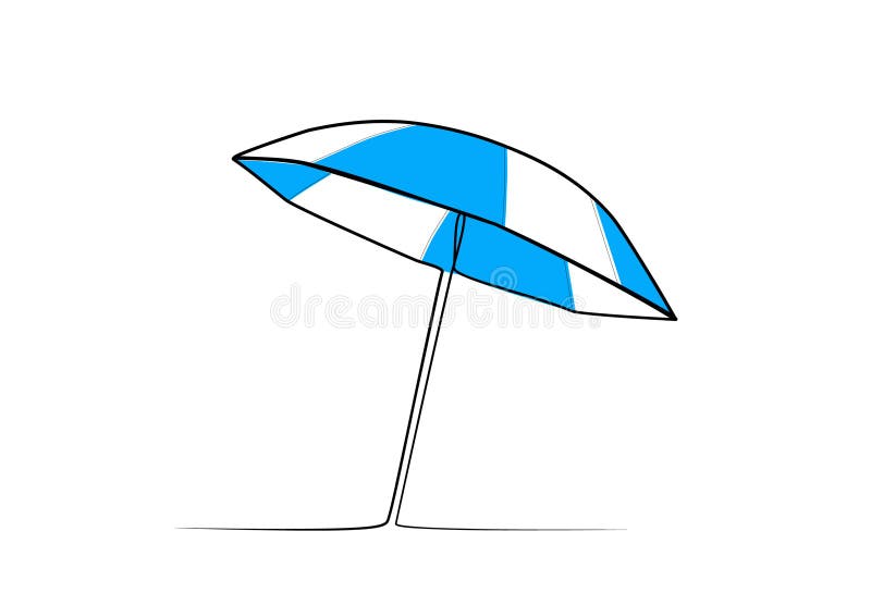 Continuous One Line Drawing Of A Beach Umbrella Stock Vector