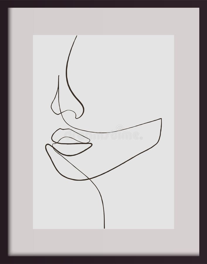 Continuous One Line Drawing. Beauty Faces Art. One Line Portrait Stock ...